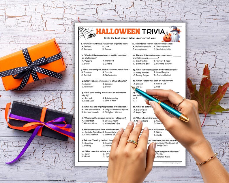 Halloween Trivia, Printable Halloween Game, Halloween Party Game ...