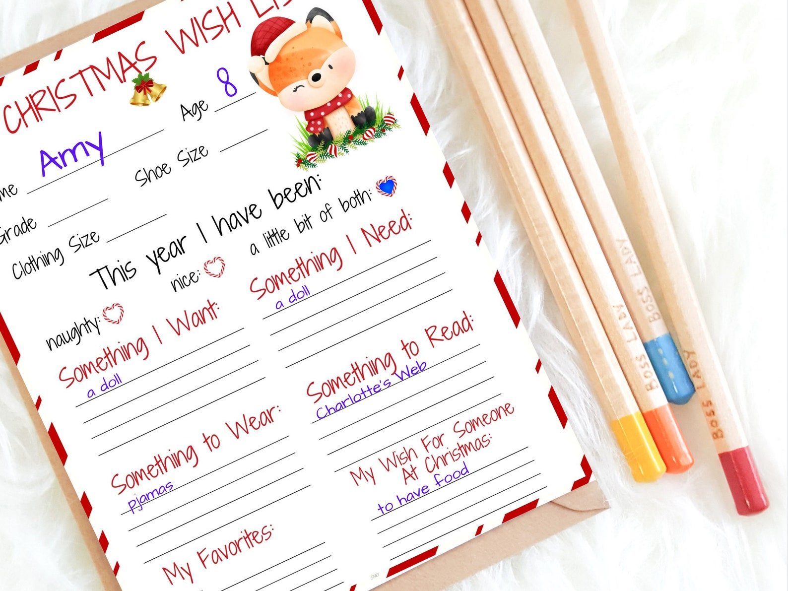 Christmas Wish List Printable, Letter to Santa Printable, Holiday Wish ...