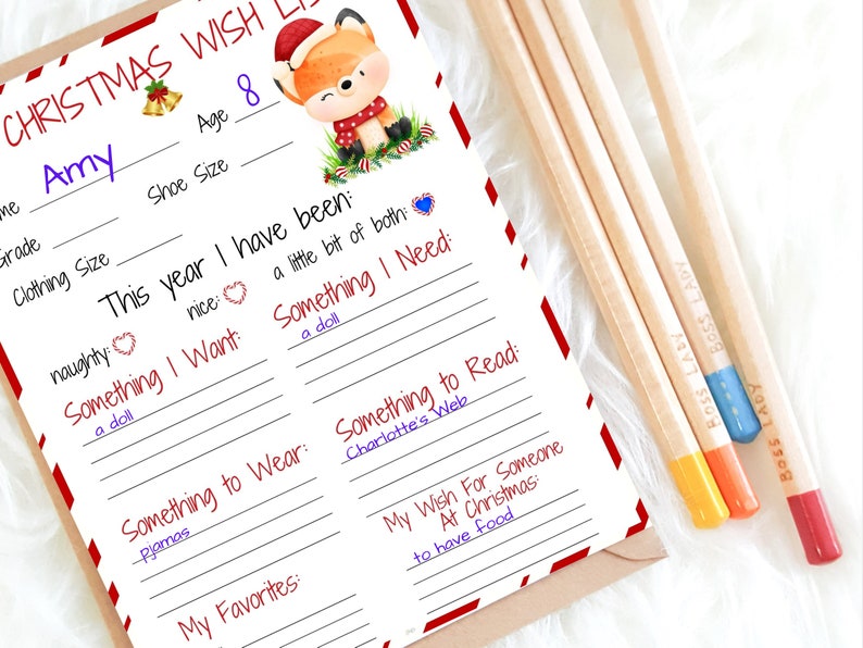 Christmas Wish List Printable, Letter to Santa Printable, Holiday Wish ...