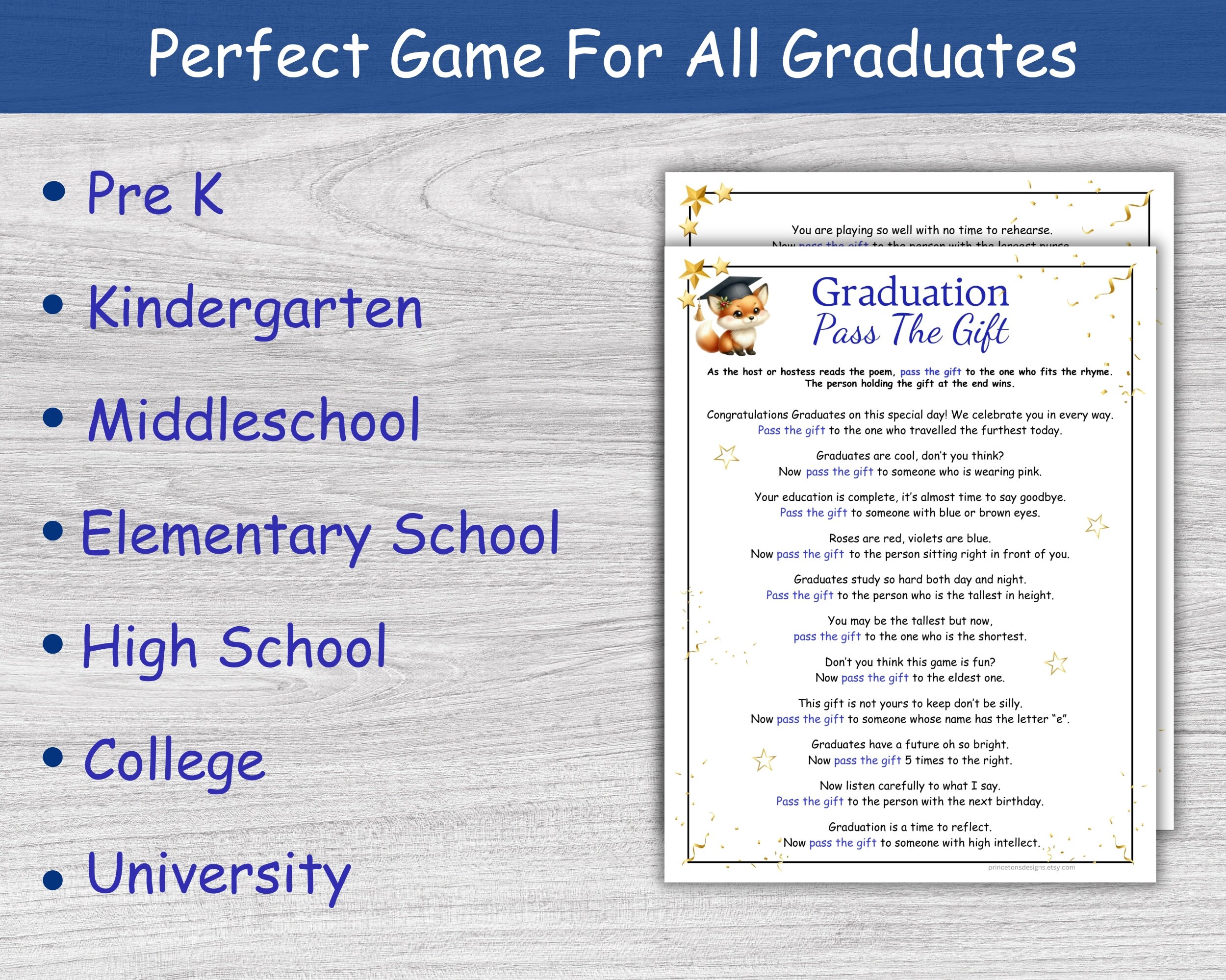 Graduation Game, Pass the Gift, Graduation Party Game, Pass the Prize ...