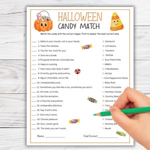 Halloween Candy Match Game, Halloween Trivia, Halloween Party Games ...