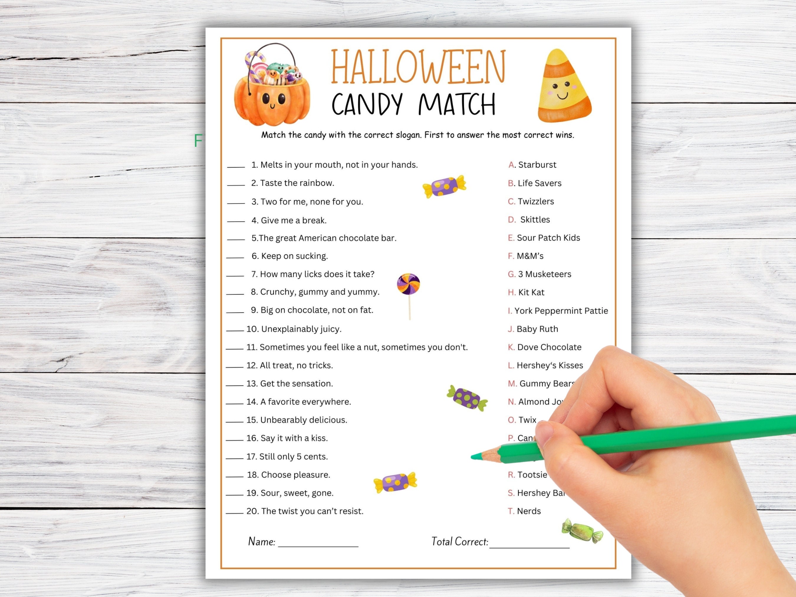 Halloween Candy Match Game, Halloween Trivia, Halloween Party Games ...