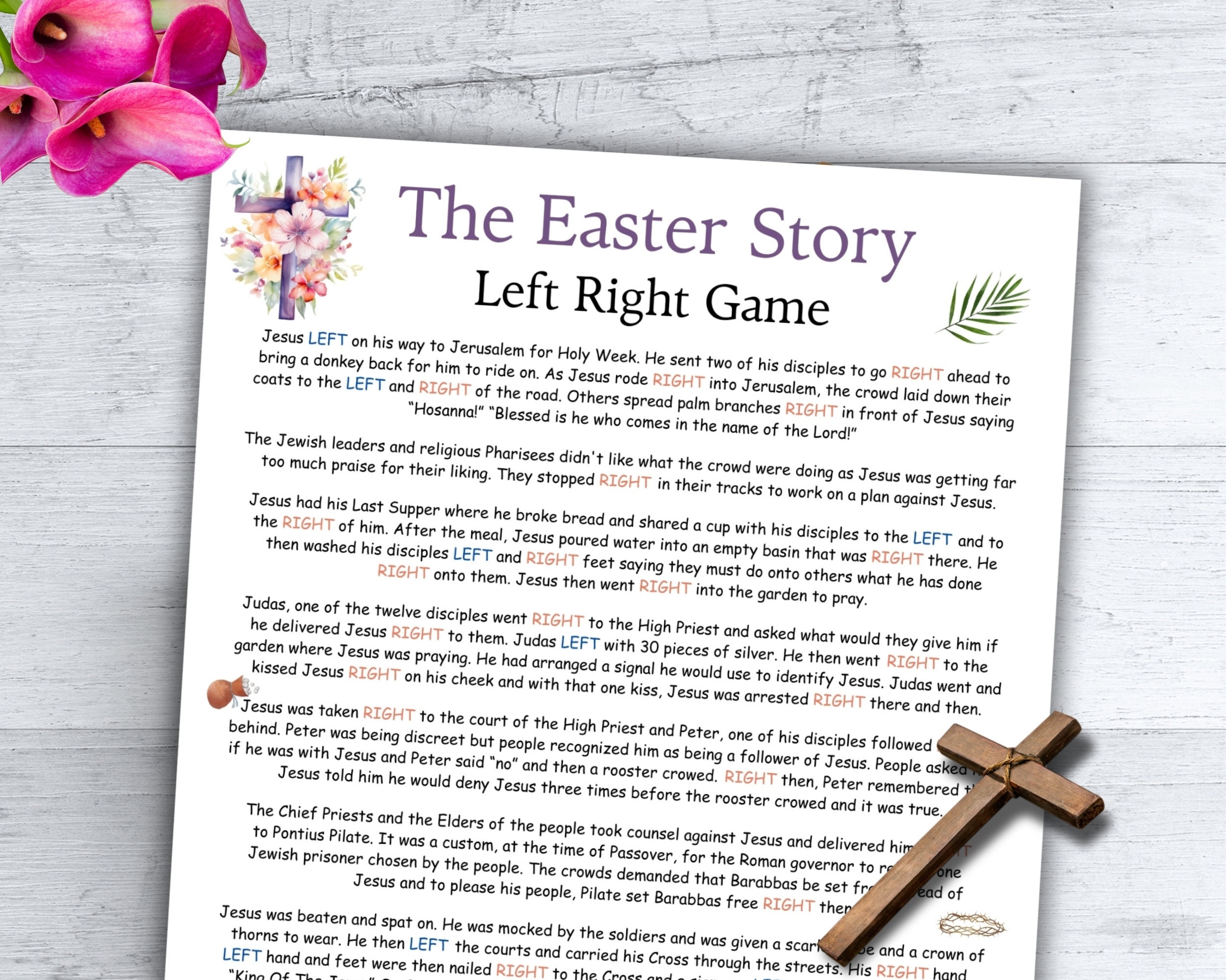 Easter Games Printable, Easter Story Left Right Game, Church Easter ...