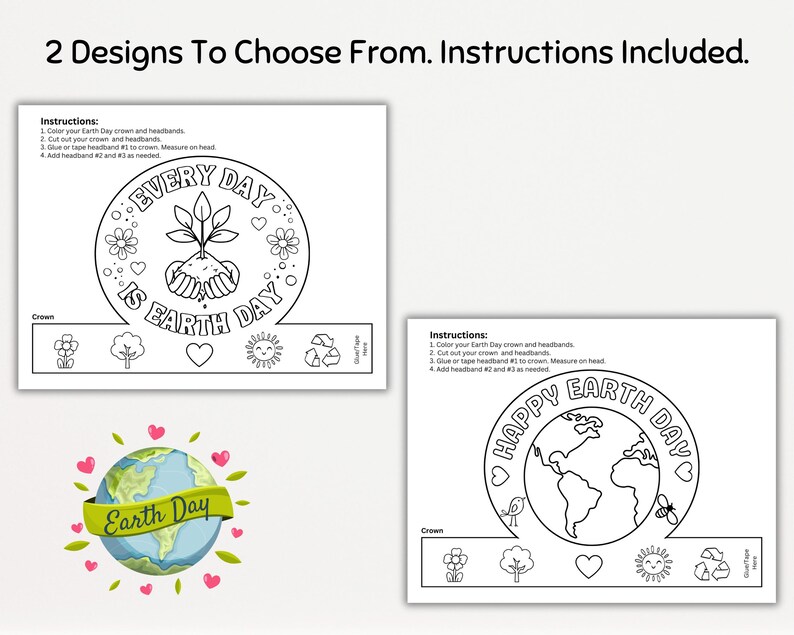 Earth Day Craft, Earth Day Paper Crown Hat, Earth Day Printable ...