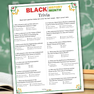 Black History Month Trivia, Black History Trivia, African American ...