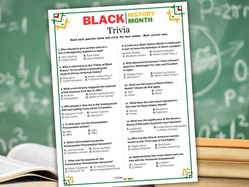 Black History Month Trivia, Black History Trivia, African American ...