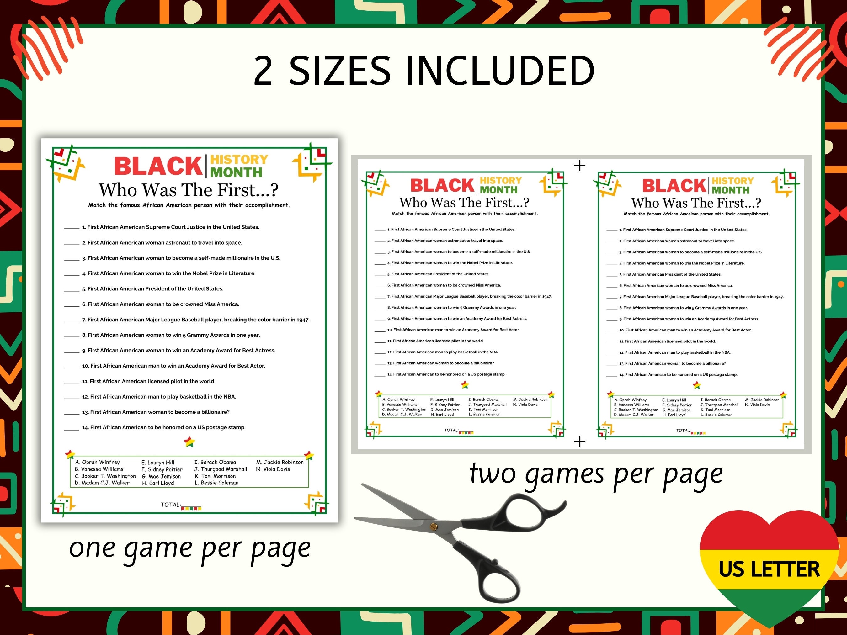 Black History Game, Black History Month Trivia, Famous African American ...