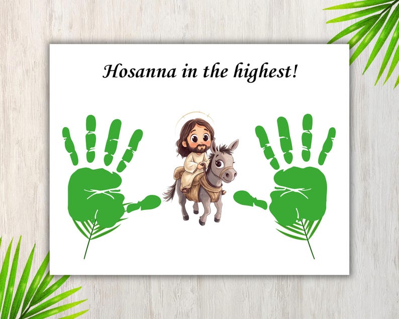 Holy Week Activity, Palm Sunday Handprint Craft, Printable Easter ...