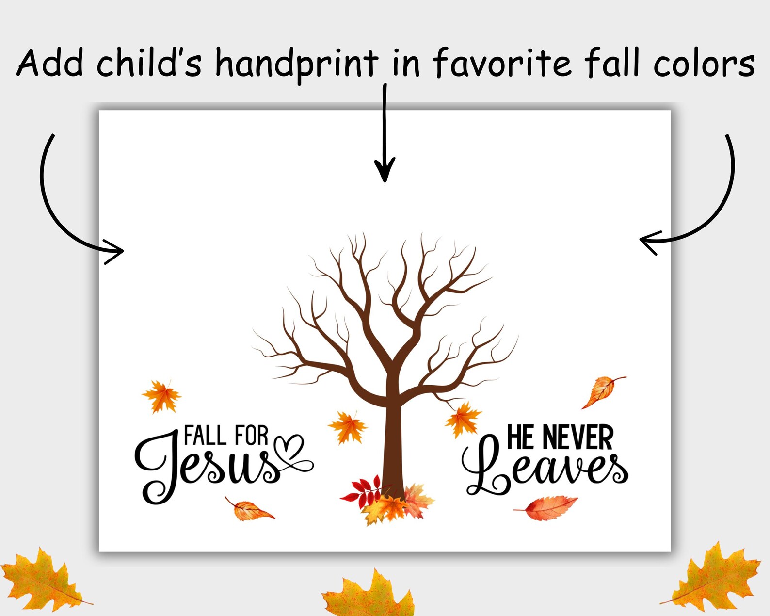 Fall for Jesus He Never Leaves Handprint Art, Sunday School Activity ...