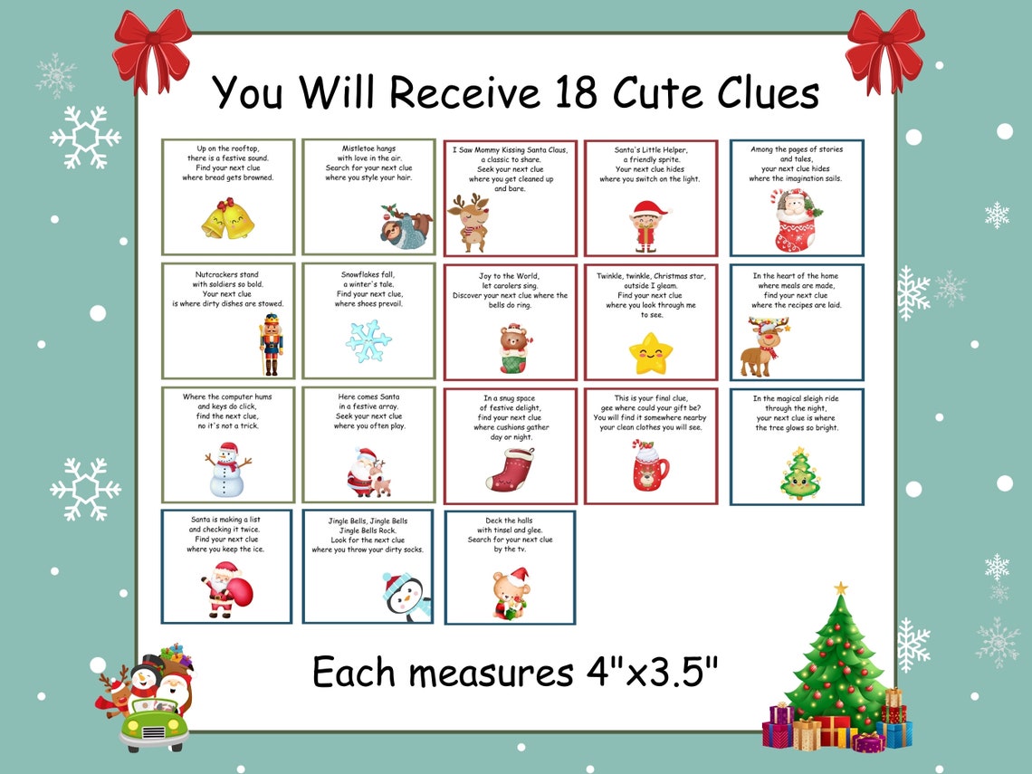 Christmas Scavenger Hunt Printable, Indoor Christmas Treasure Hunt ...