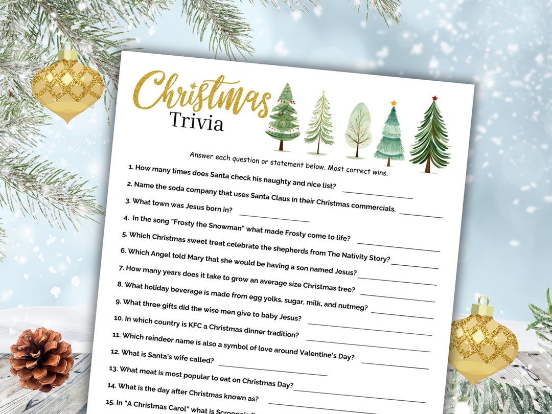 Christmas Trivia Game, Holiday Trivia Game, Printable Christmas Game ...