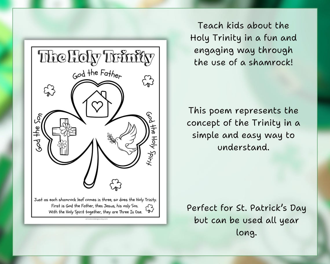 St. Patrick's Day Shamrock Trinity Coloring Page, Christian St Patricks ...