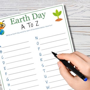 Earth Day Alphabet A to Z Game, Earth Day Printable Games, Activity for ...