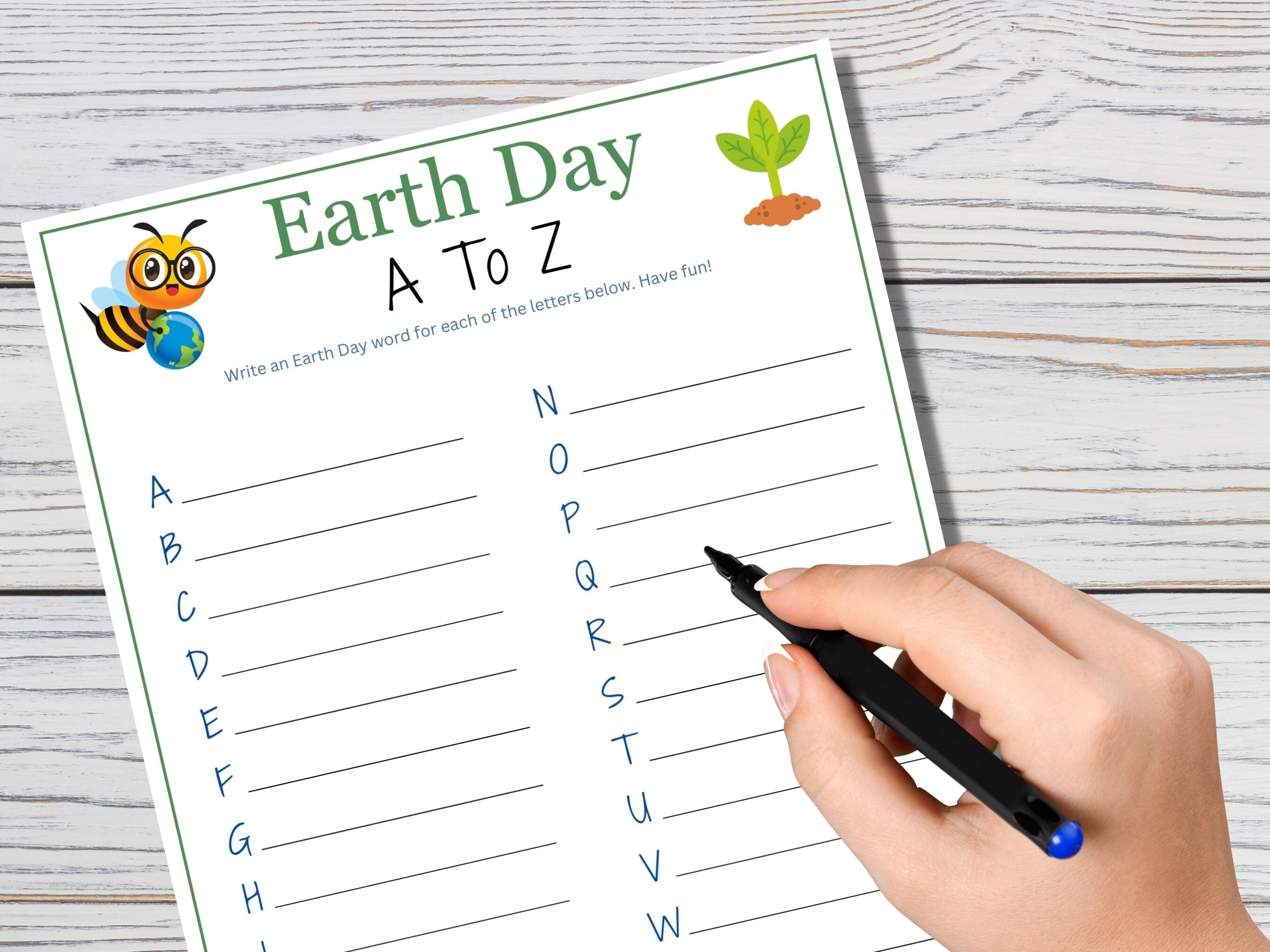 Earth Day Alphabet A to Z Game, Earth Day Printable Games, Activity for ...