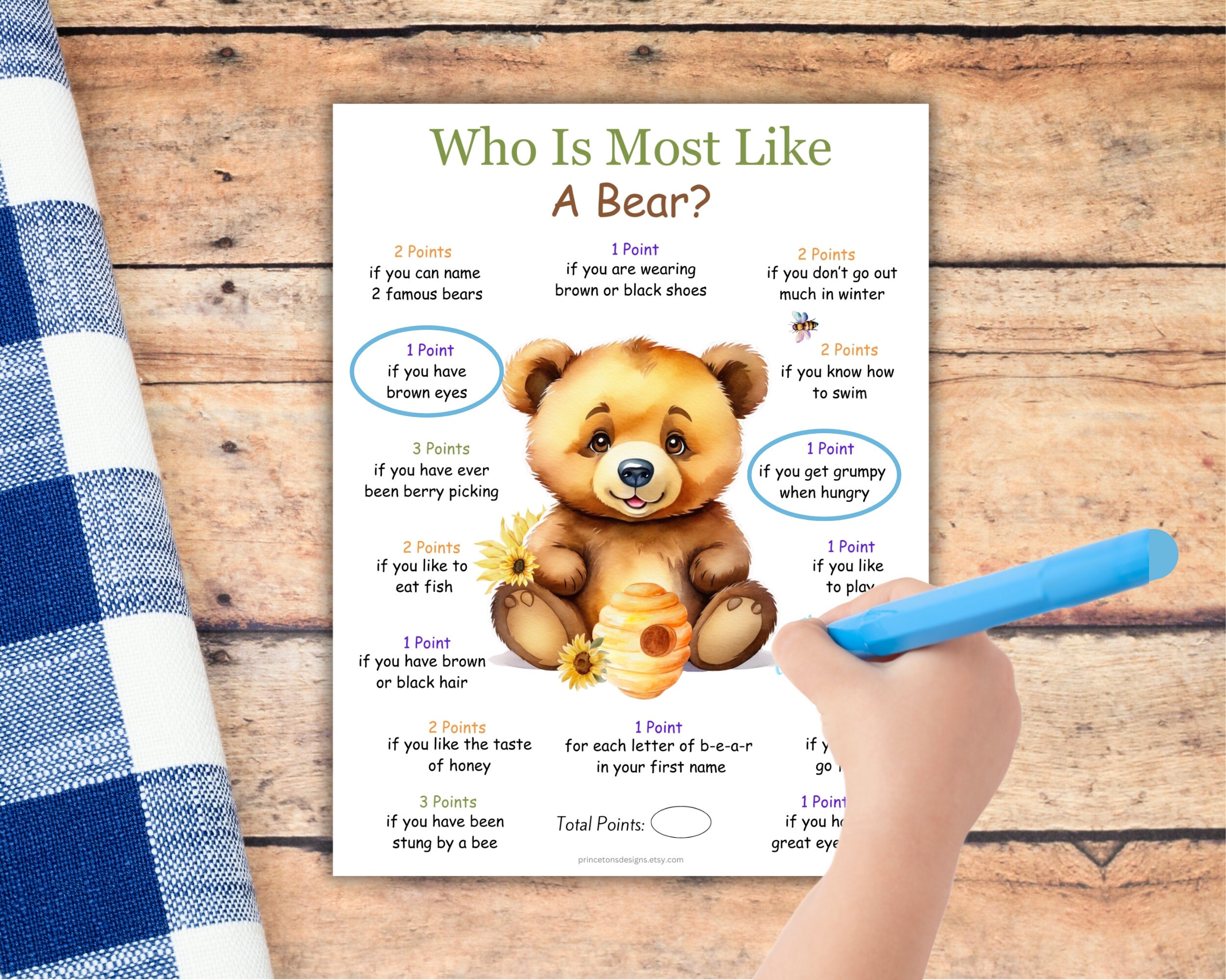 Camping Game Who is Most Like A Bear, Nature Game, Printable Summer ...