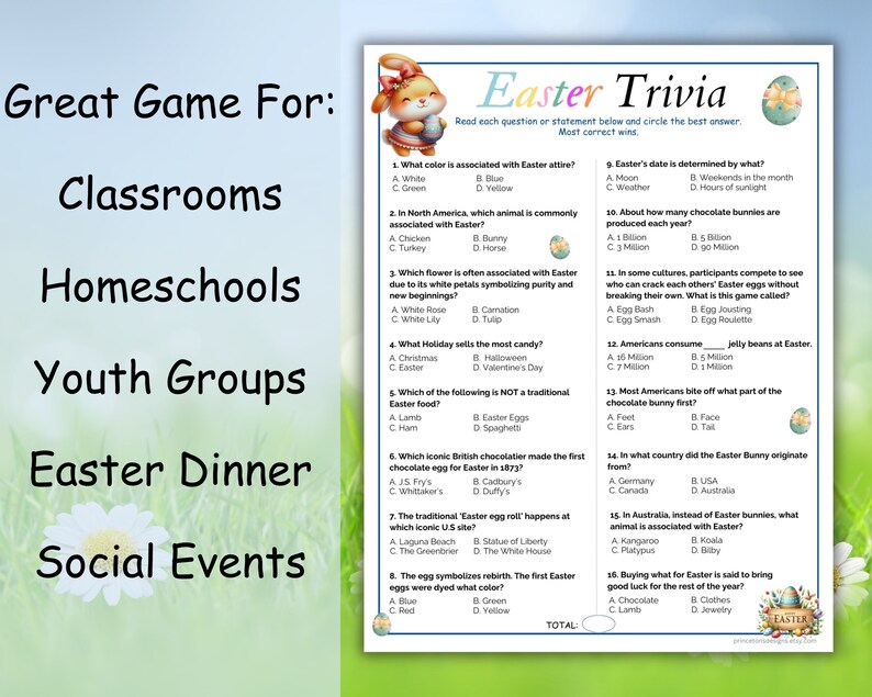 Easter Trivia Game, Easter Games Printable, Easter Party Games, Easter ...