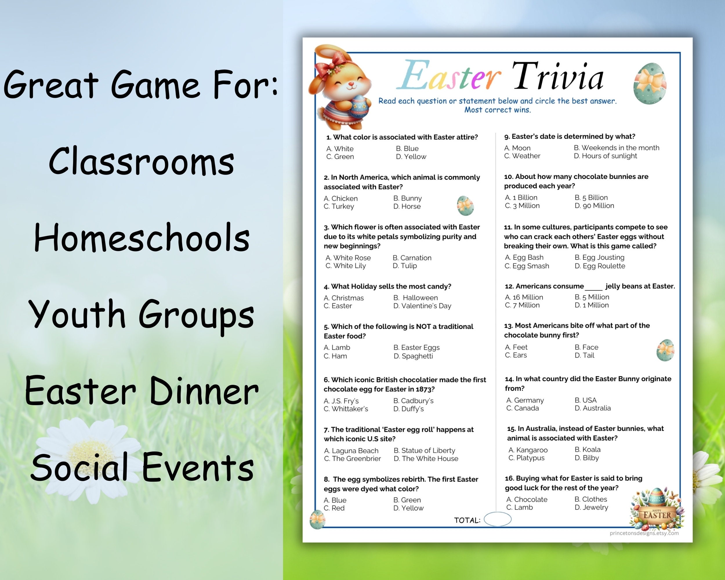 Easter Trivia Game, Easter Games Printable, Easter Party Games, Easter ...
