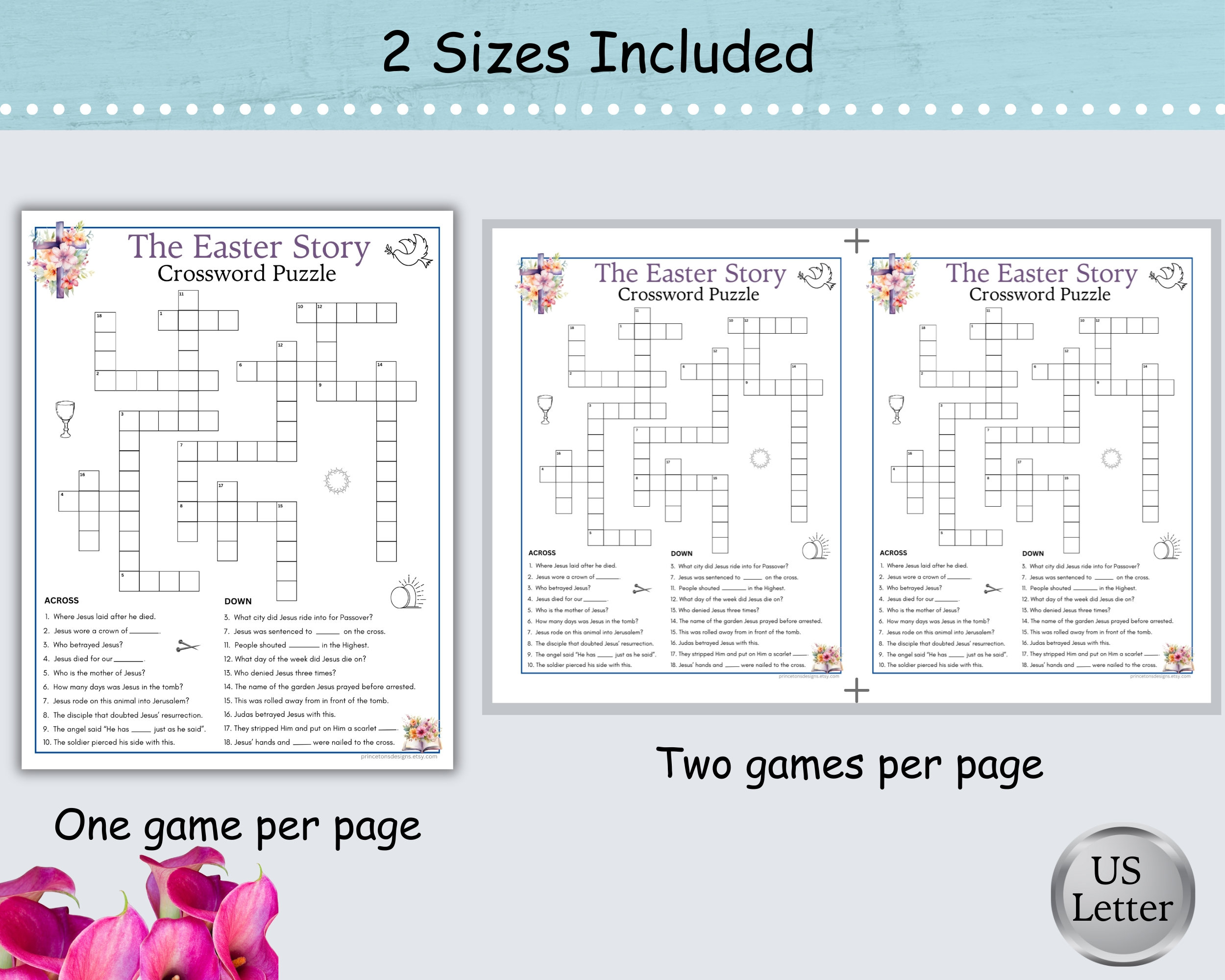 Christian Easter Crossword Puzzle Easter Games Printable Holy Week ...