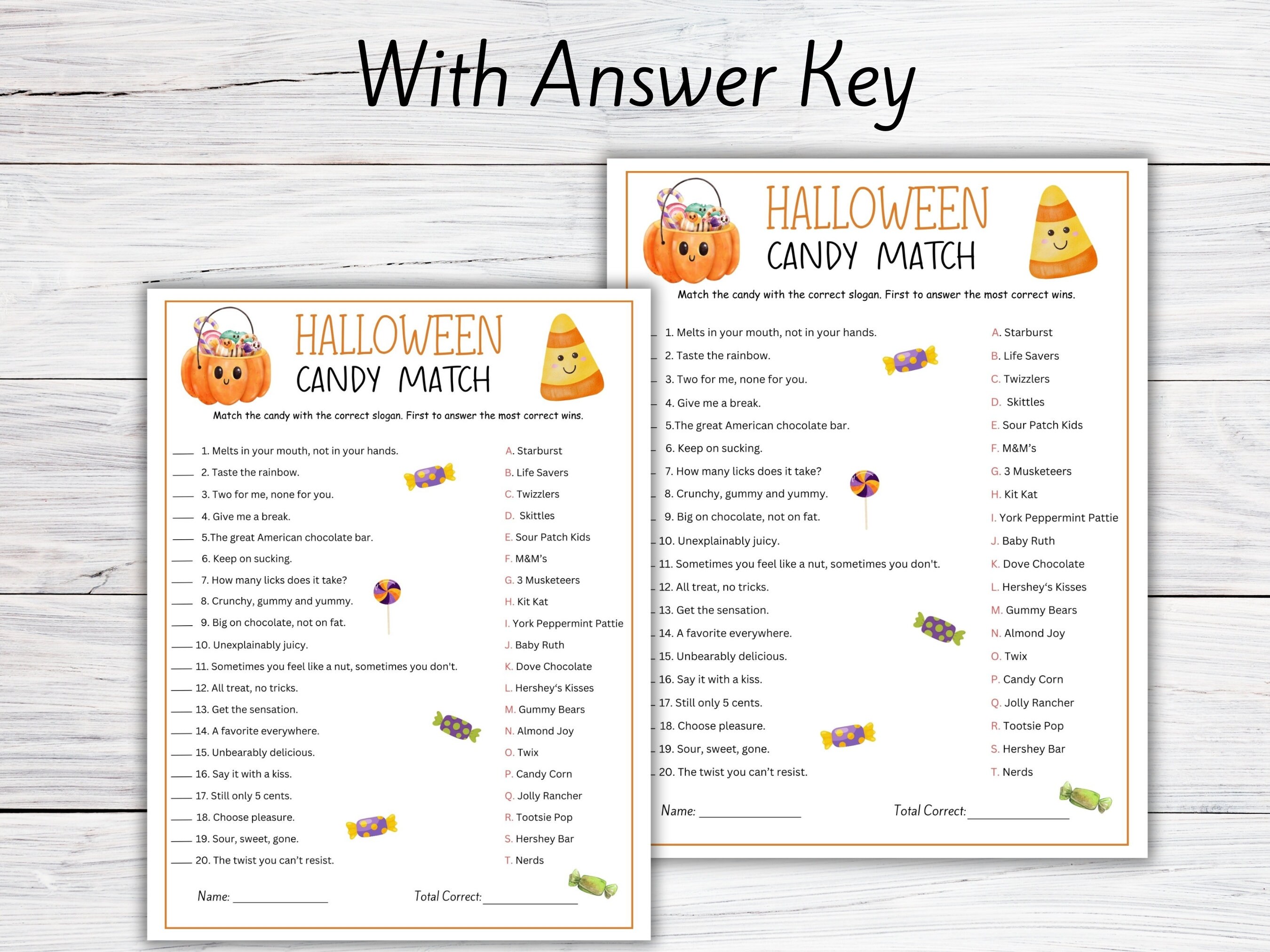 Halloween Candy Match Game, Halloween Trivia, Halloween Party Games ...