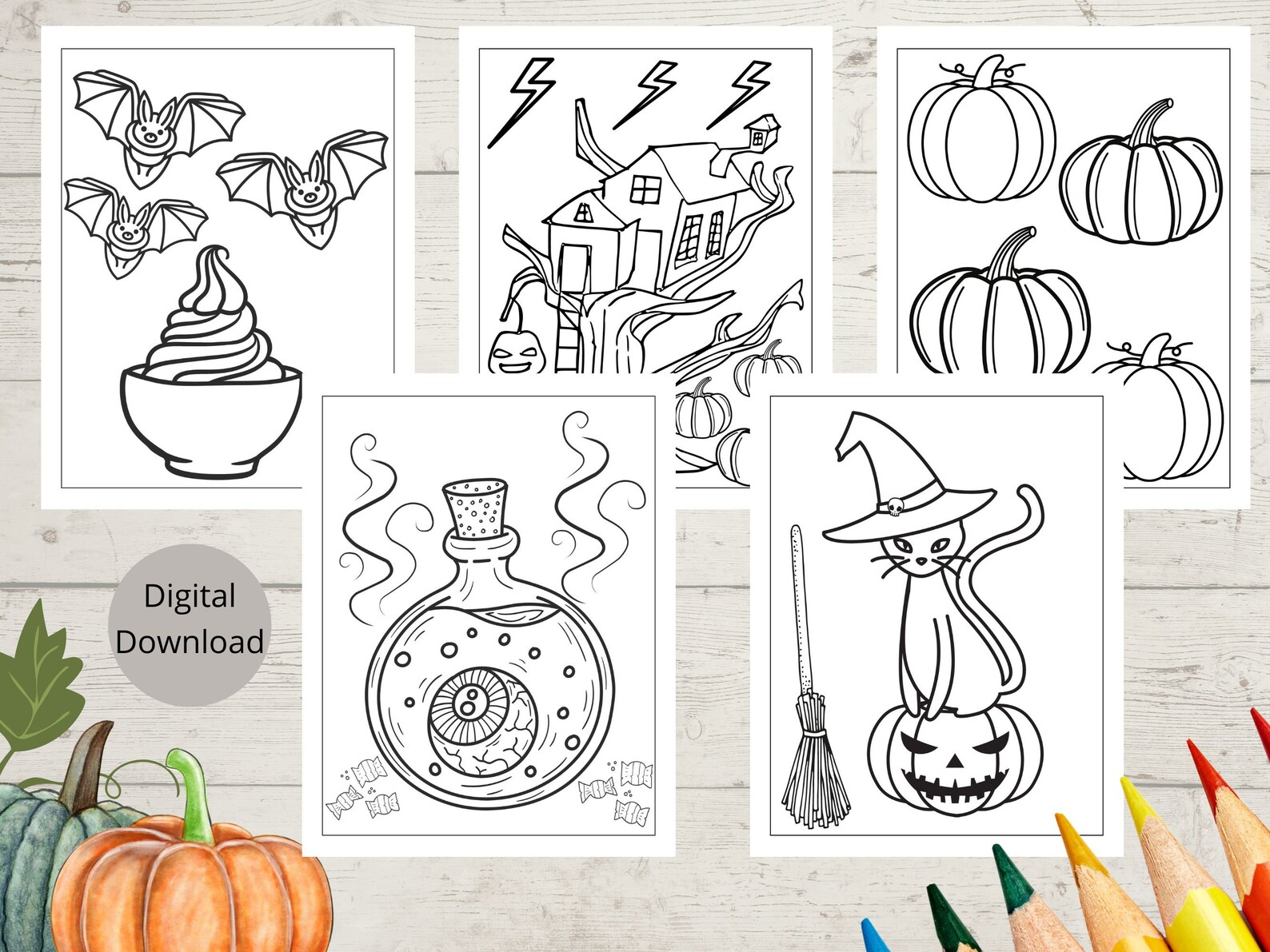 Halloween Coloring Pages Halloween Activity Printable - Etsy Canada