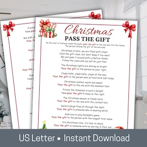 Christmas Pass the Gift Game, Printable Christmas Game, Office Holiday ...
