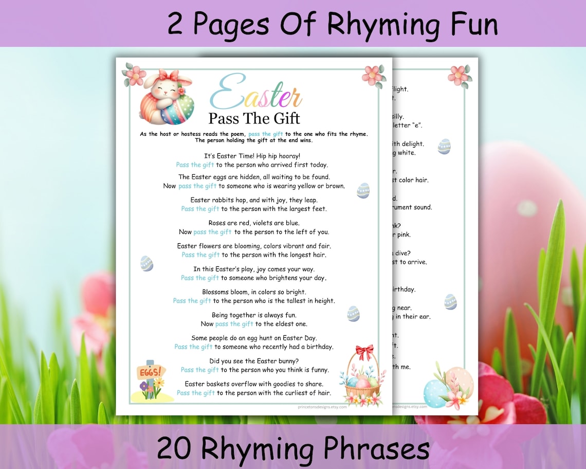 Easter Game, Pass the Gift Game, Easter Party Games, Printable Easter ...