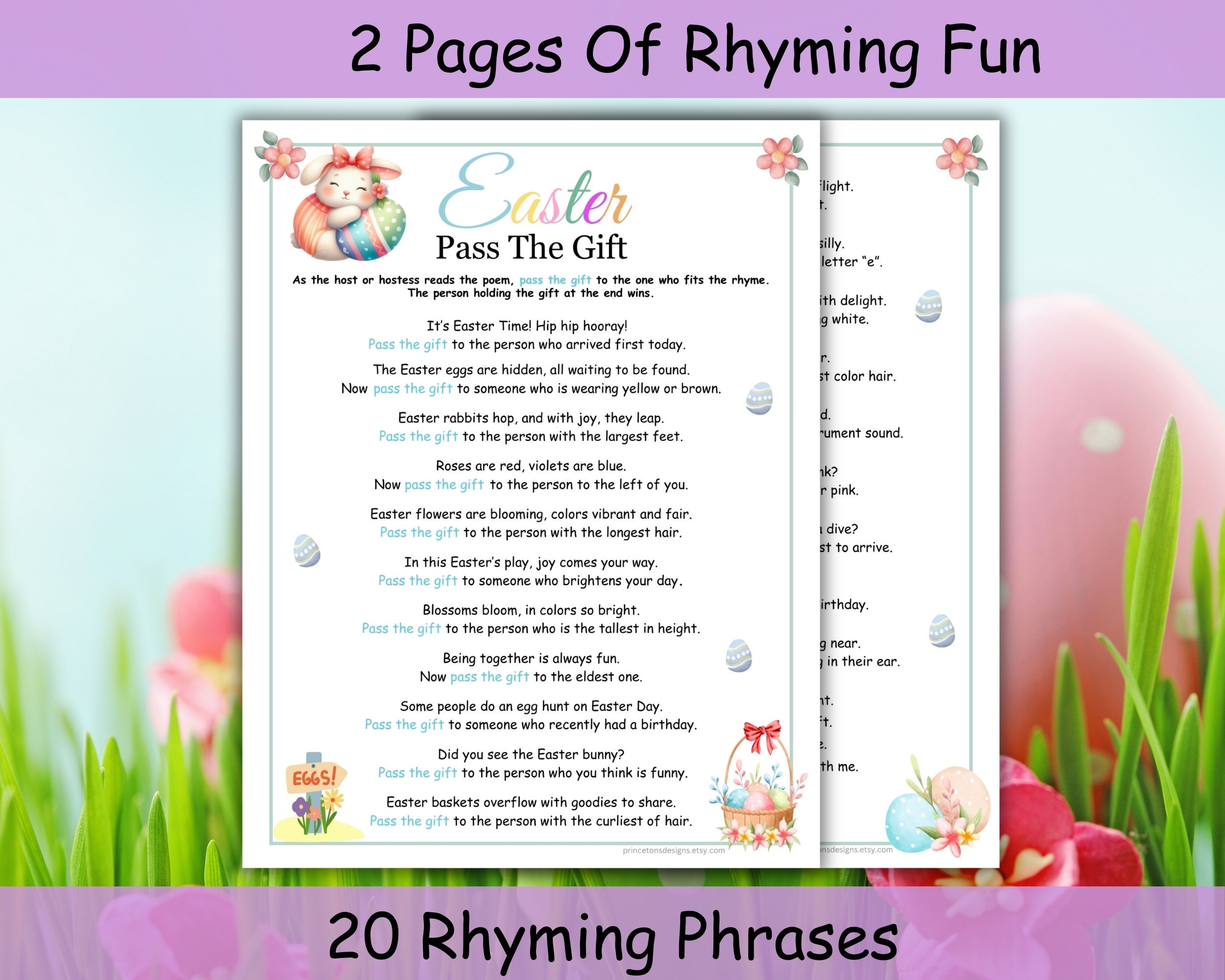 Easter Game, Pass the Gift Game, Easter Party Games, Printable Easter ...