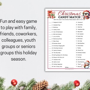 Christmas Candy Match Trivia Game, Holiday Trivia Game, Printable ...