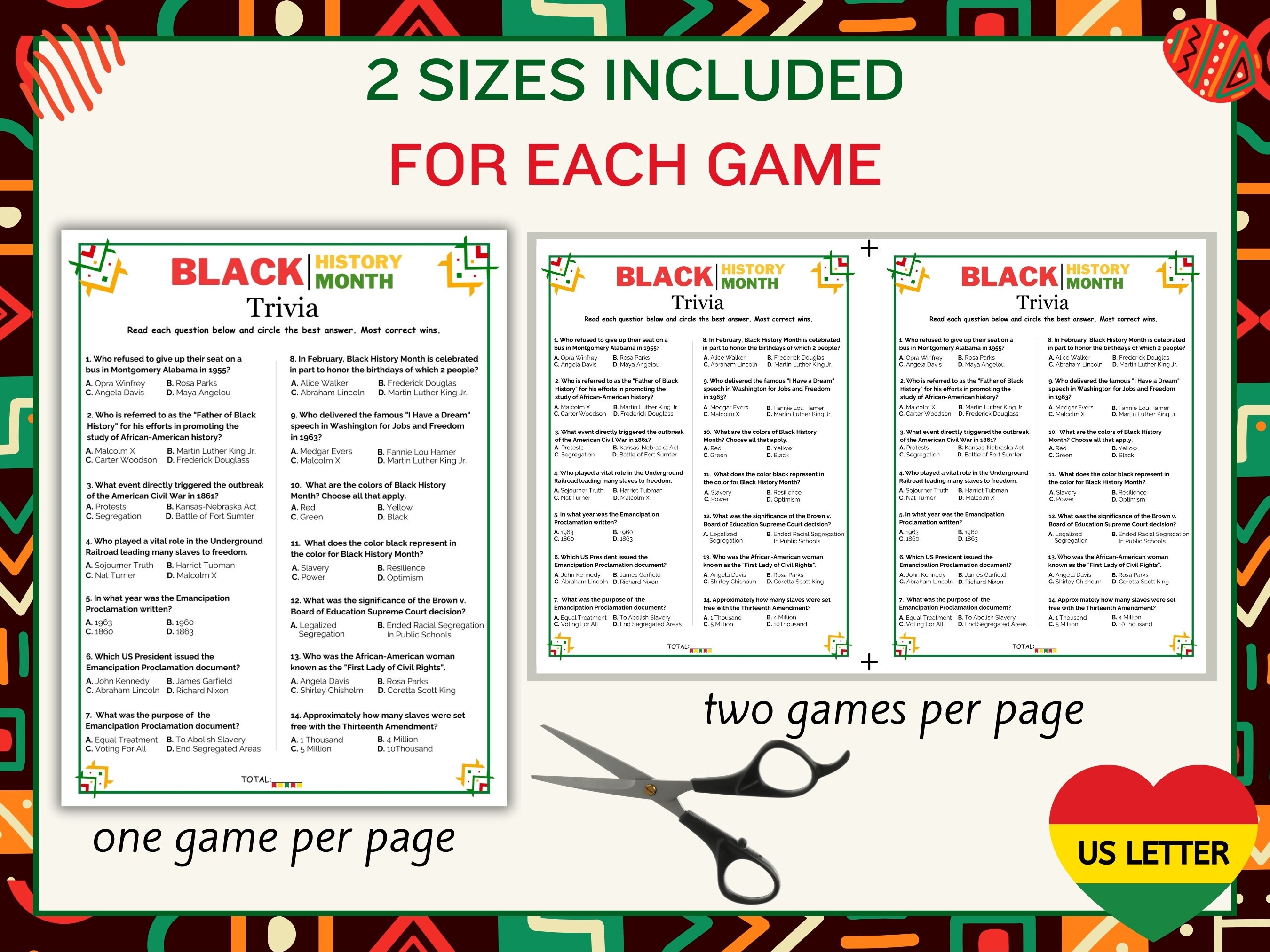 Black History Month Games Bundle, Black History Trivia, Black History ...