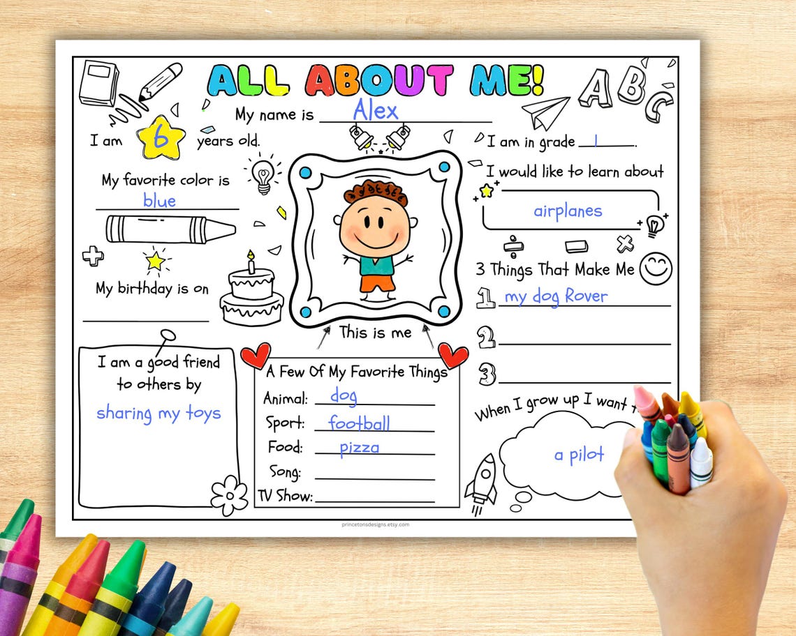 All About Me Printable Activity Coloring Page, All About Me Back to ...
