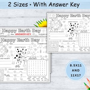 Earth Day Printable, Earth Day Activity Placemat, Earth Day Activities ...