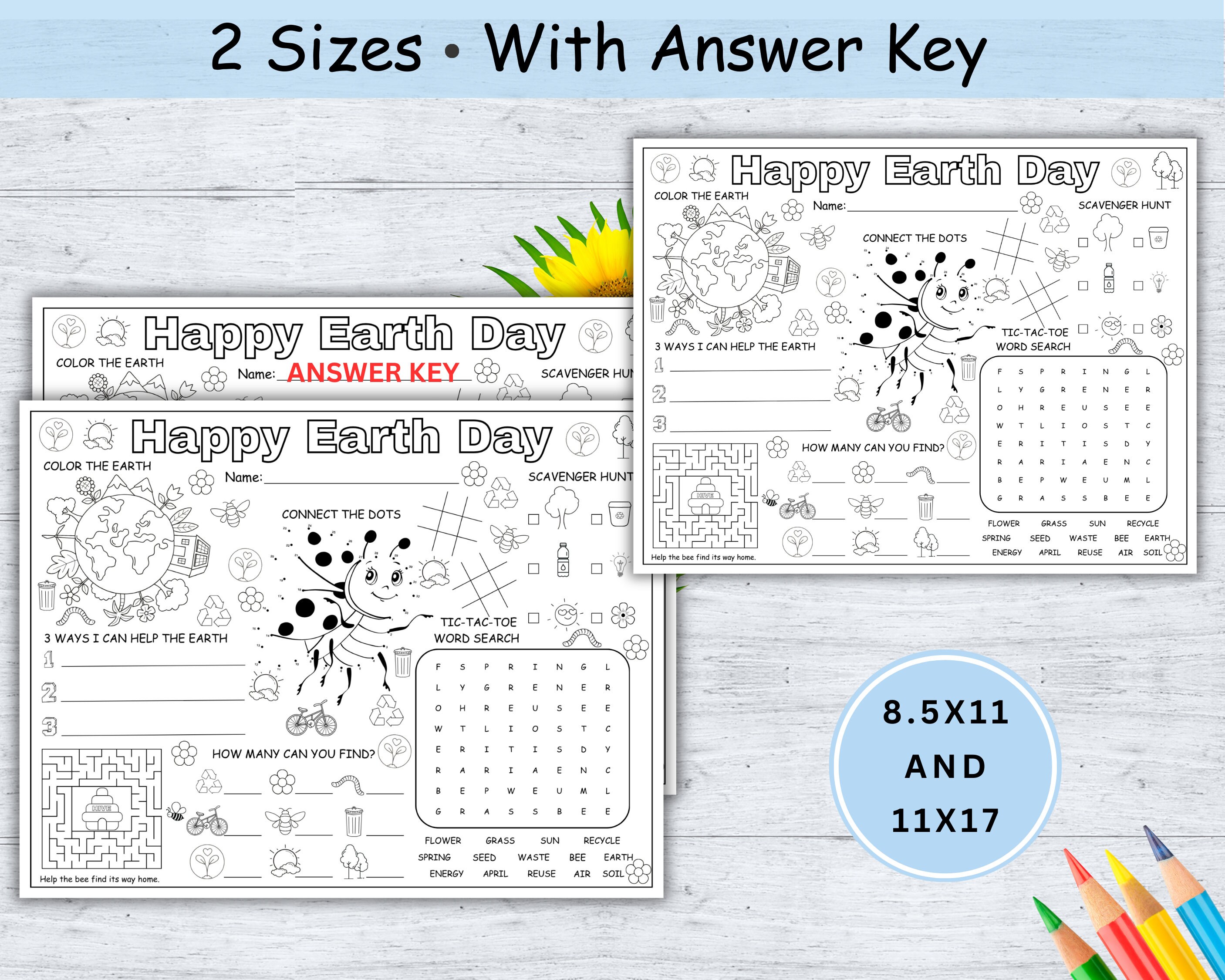 Earth Day Printable, Earth Day Activity Placemat, Earth Day Activities ...