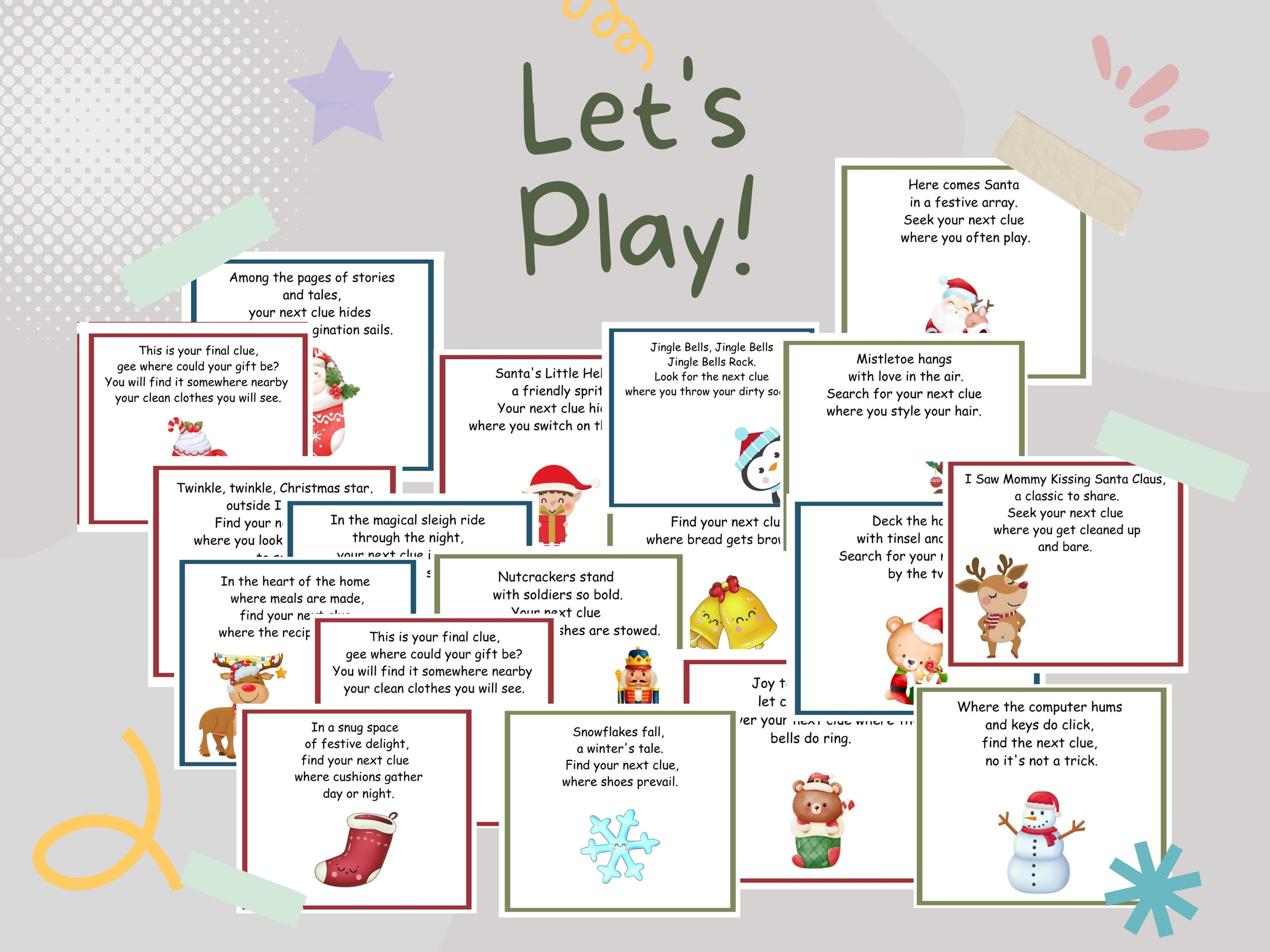 Christmas Scavenger Hunt Printable, Indoor Christmas Treasure Hunt ...