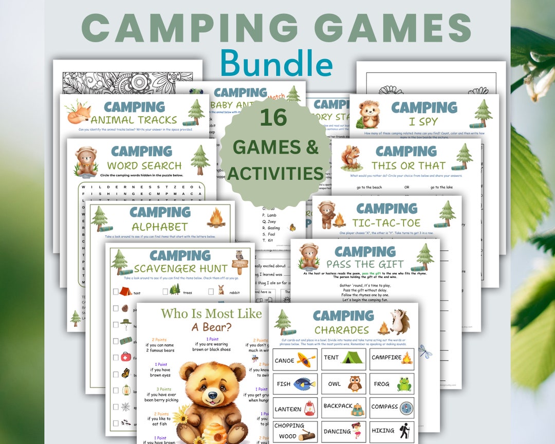 Camping Games, Camping Activity Printable, Camping Theme Party, Pass ...