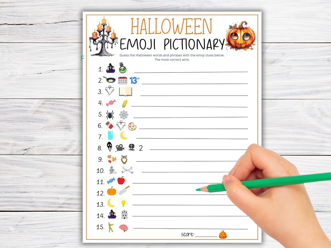 Halloween Emoji Pictionary Game, Halloween Quiz, Fun Halloween Games ...