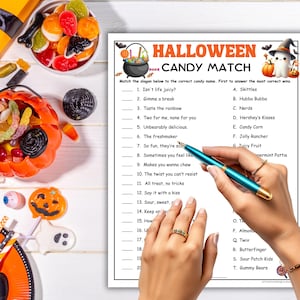 Halloween Candy Match, Printable Halloween Game, Halloween Party Game ...