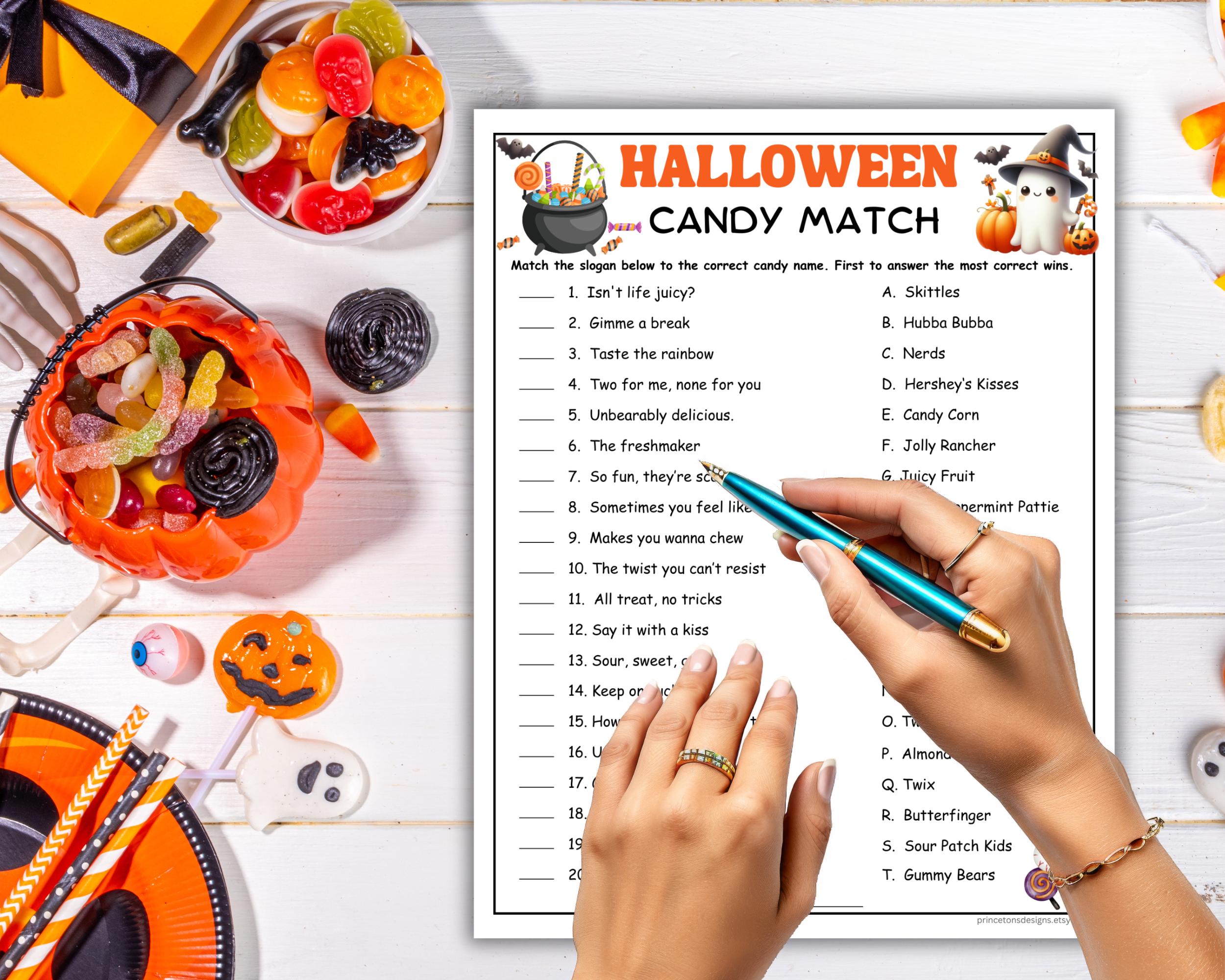 Halloween Candy Match, Printable Halloween Game, Halloween Party Game ...