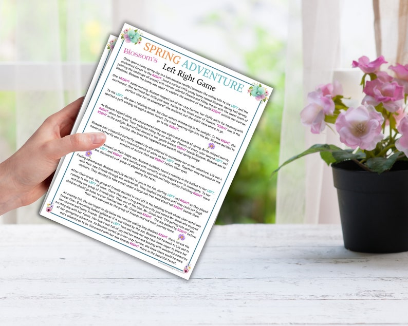 Spring Games Printable, Spring Left Right Game, Spring Party Game, Pass ...