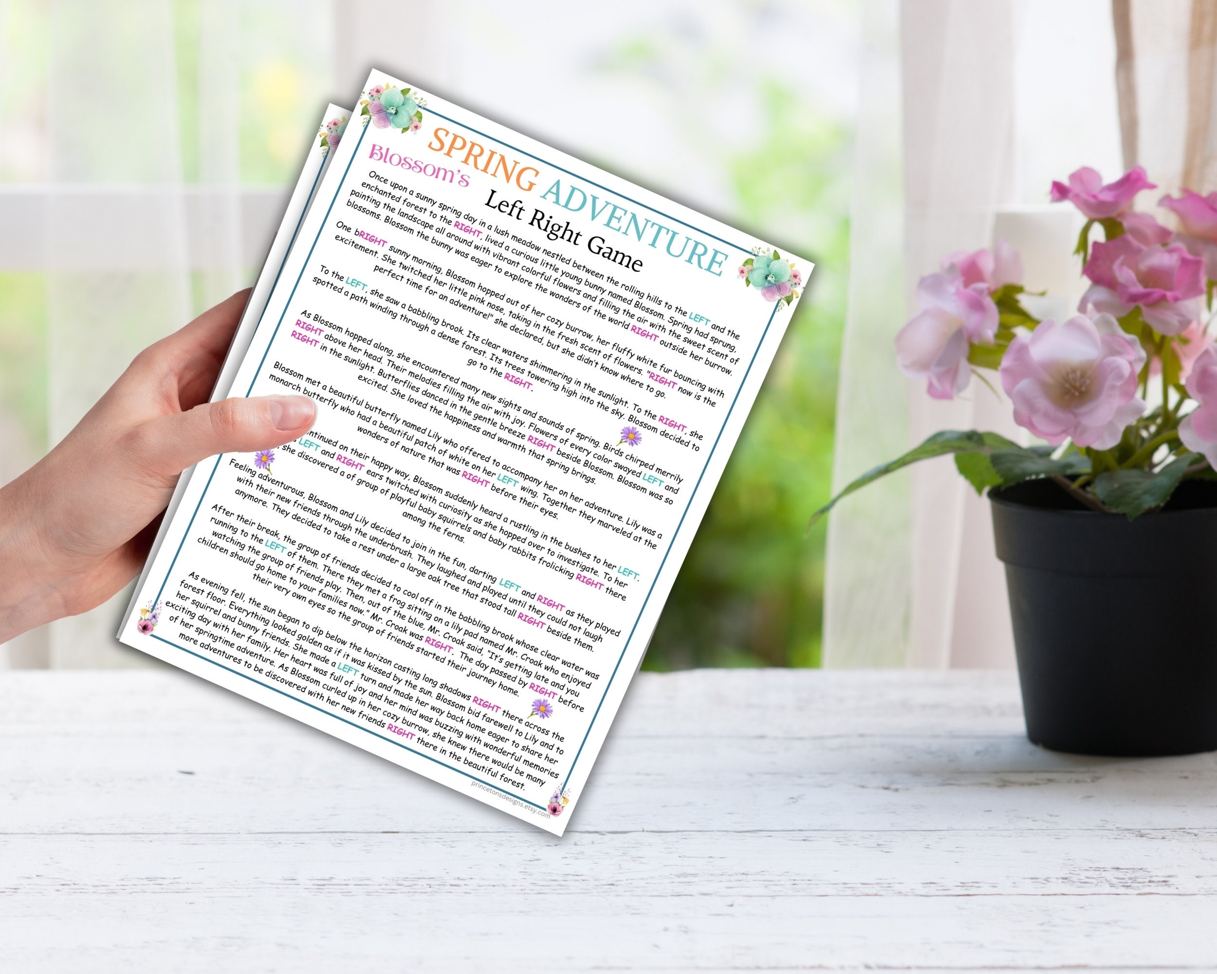 Spring Games Printable, Spring Left Right Game, Spring Party Game, Pass ...