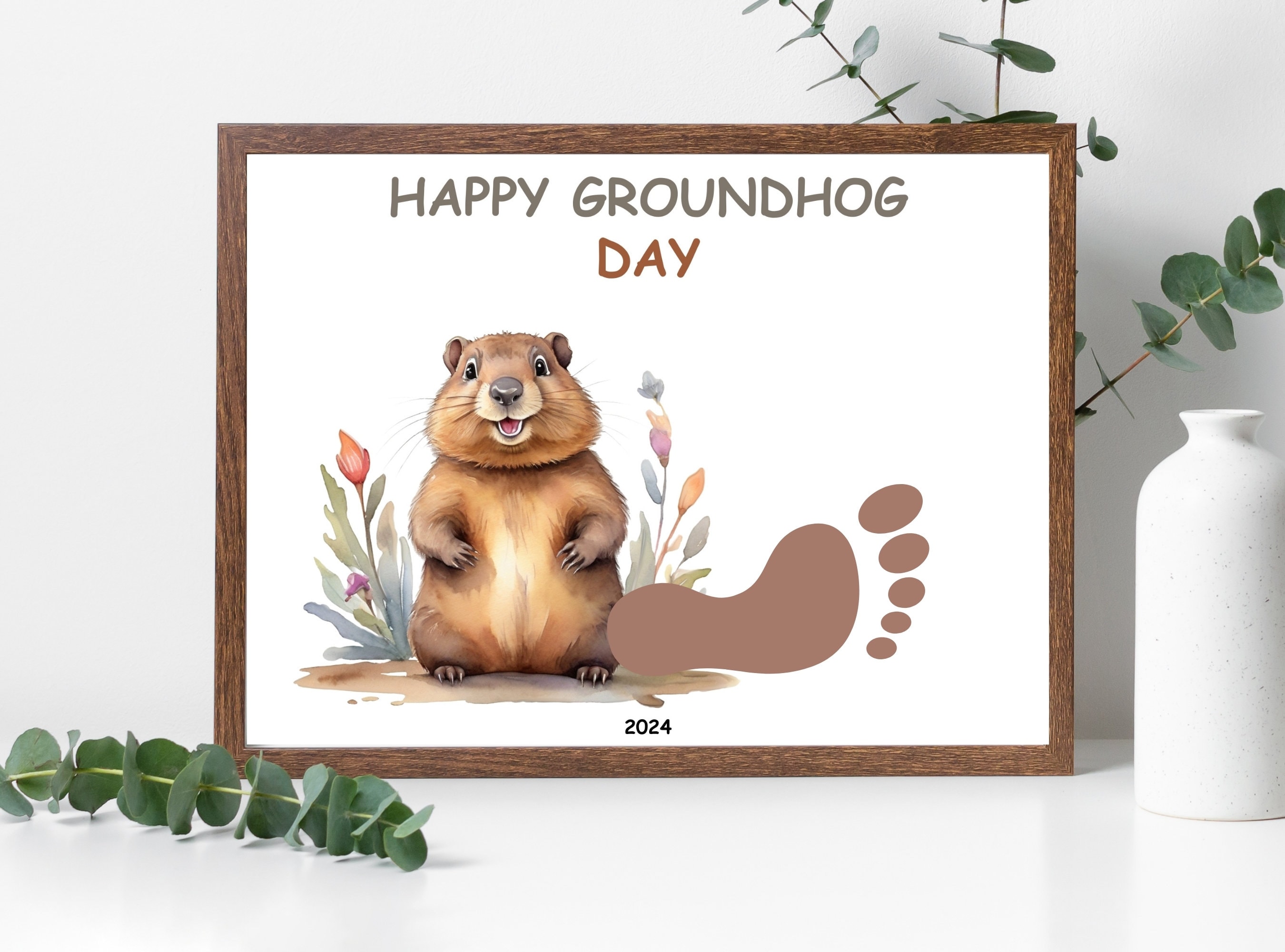 Groundhog Day Handprint Art Craft, Footprint Art, Handprint Footprint ...