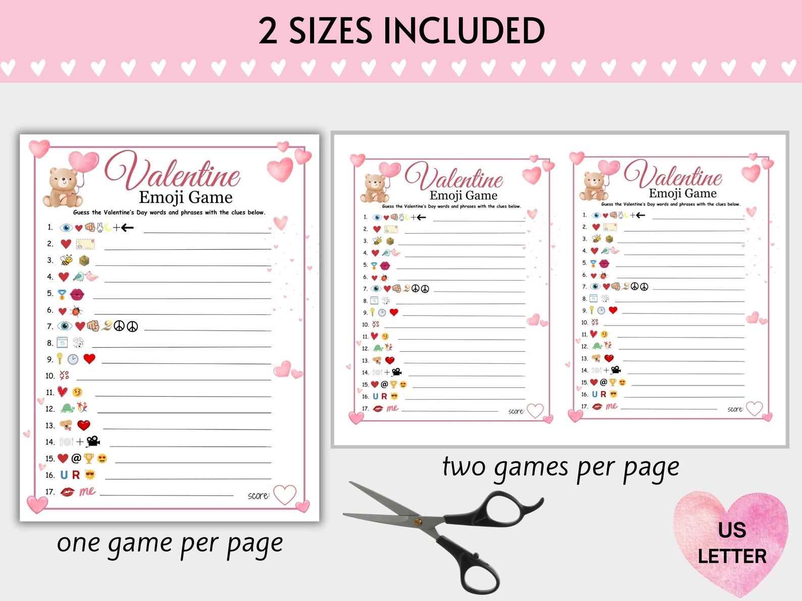 Valentine Emoji Pictionary, Valentine's Day Game Printable, Emoji ...