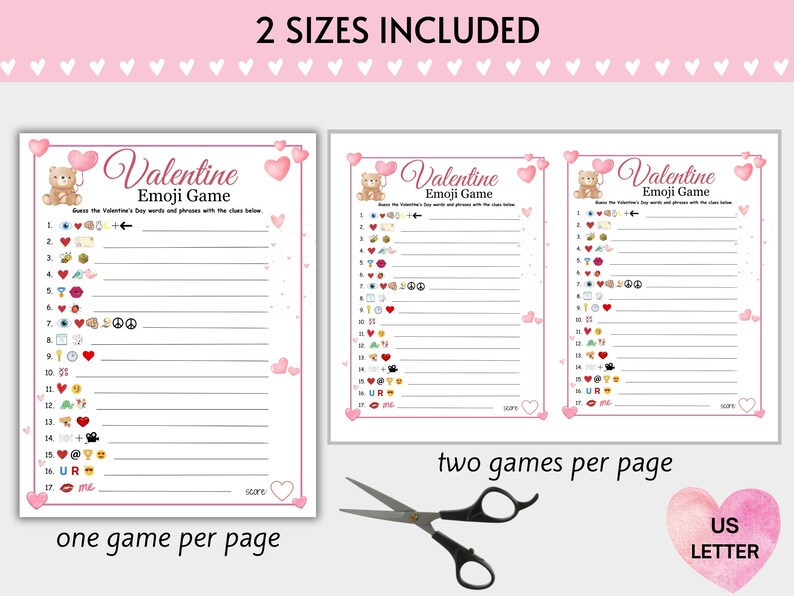 Valentine Emoji Pictionary, Valentine's Day Game Printable, Emoji ...