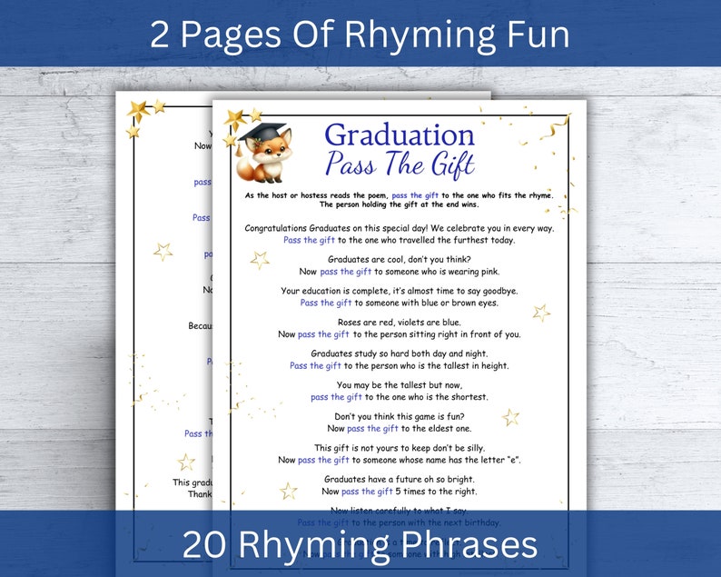 Graduation Game, Pass the Gift, Graduation Party Game, Pass the Prize ...