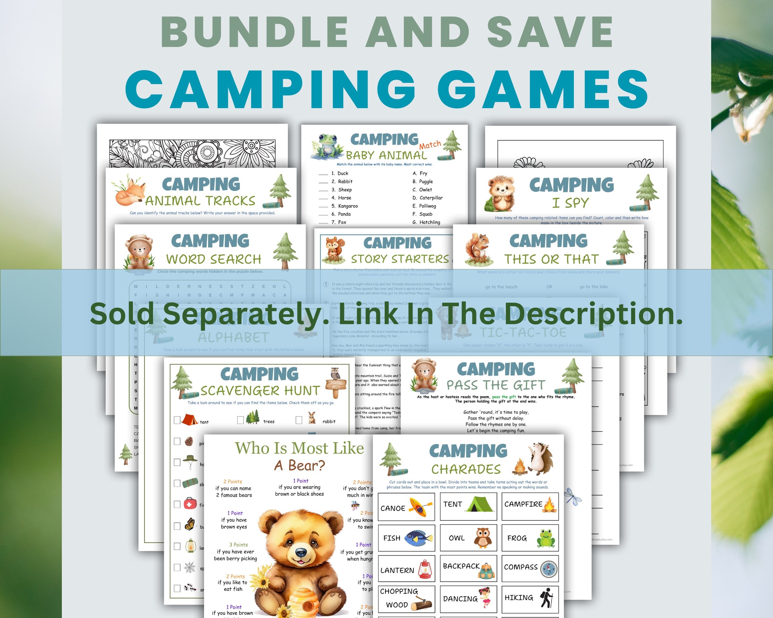 Camping Game, Camping Pass the Gift, Camping Party Printable, Camping ...