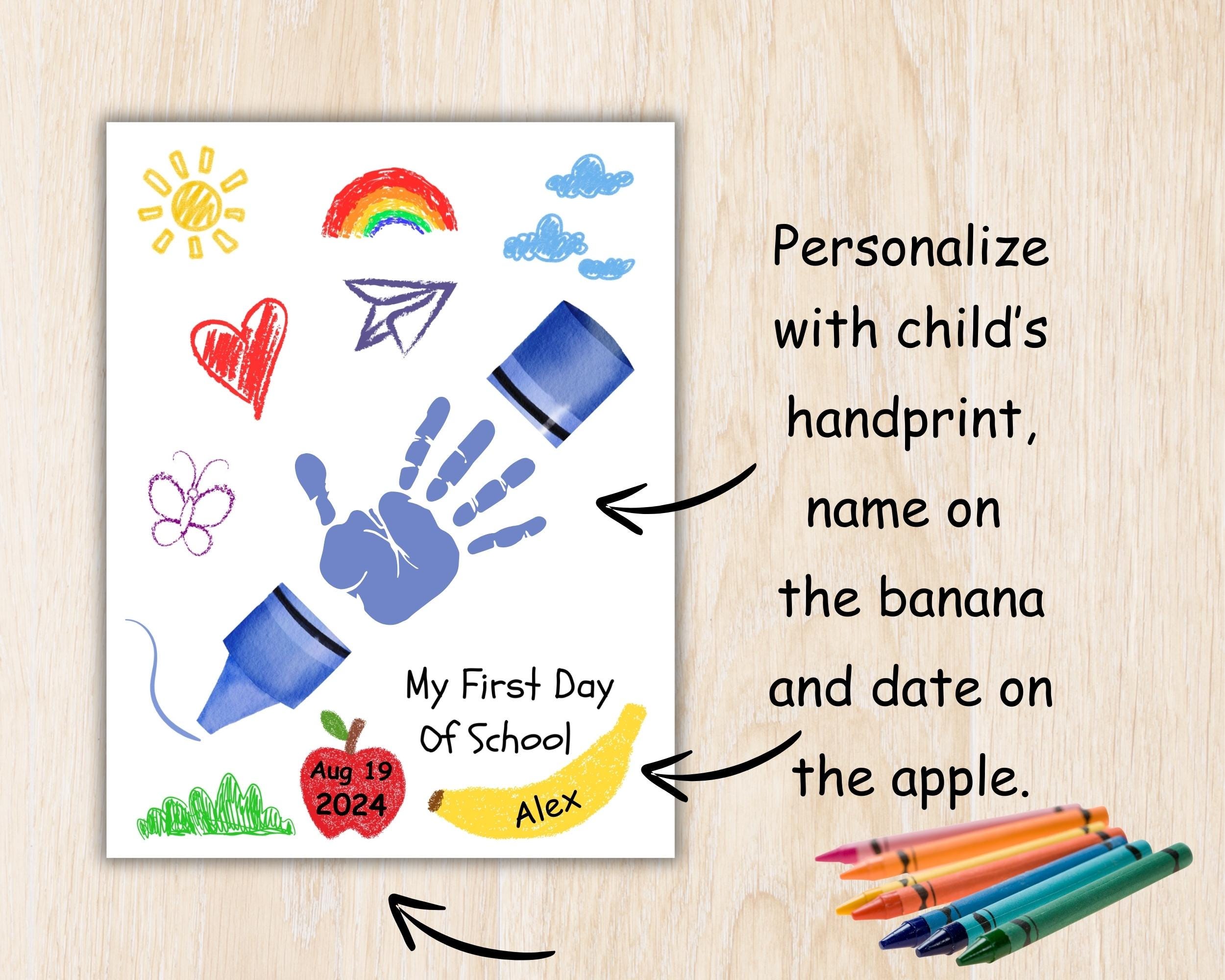 First Day of School Handprint Craft, Back to School Printable Handprint ...