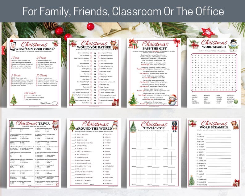 Christmas Game Bundle, Christmas Party Games Printable, Holiday Office ...