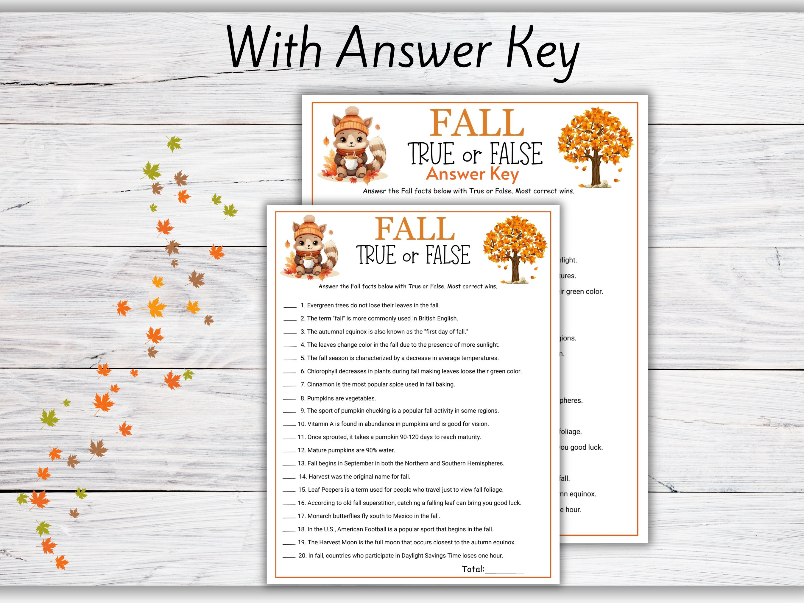 Fall Trivia Game, Printable Fall Trivia Games, Printable Autumn Games ...