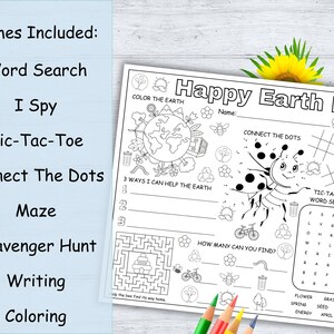 Earth Day Printable, Earth Day Activity Placemat, Earth Day Activities ...
