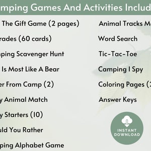 Camping Games, Camping Activity Printable, Camping Theme Party, Pass ...