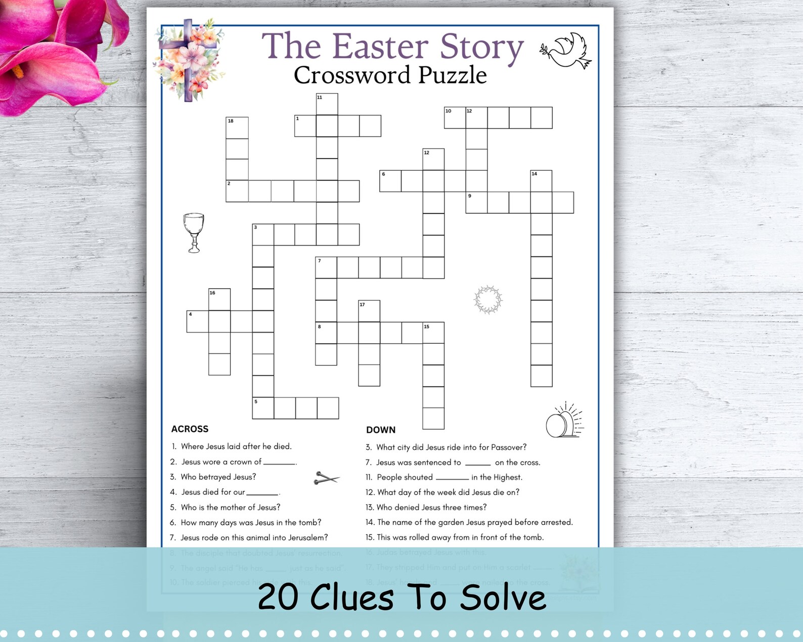 Christian Easter Crossword Puzzle Easter Games Printable Holy Week ...